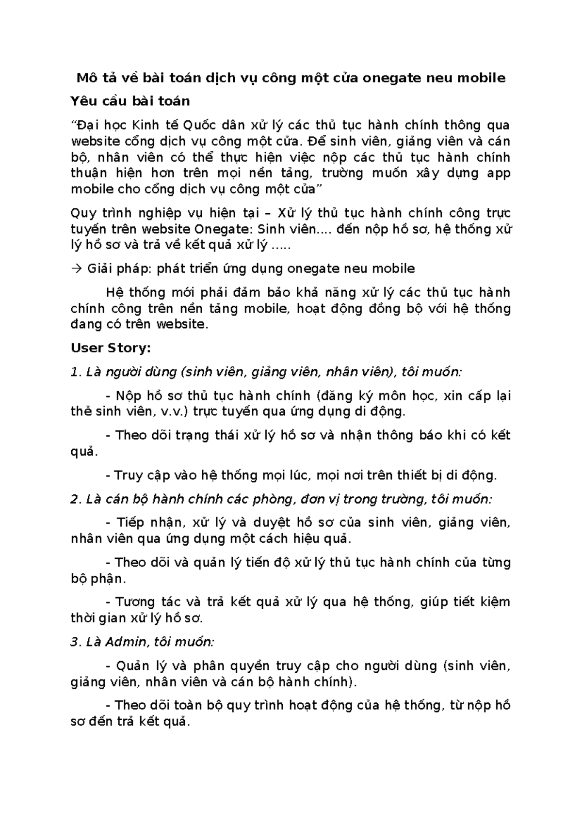 Bài toán One Gate Neu Mobile - Mô tả về bài toán dịch vụ công một cửa ...