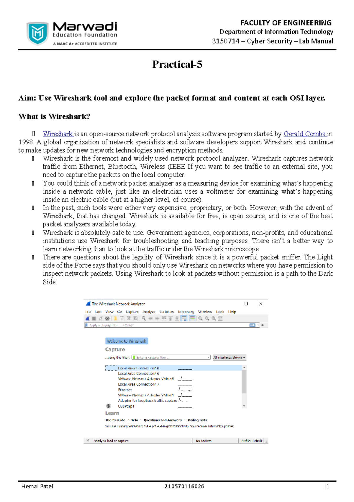 CS Practical 5 - FACULTY OF ENGINEERING Department of Information ...