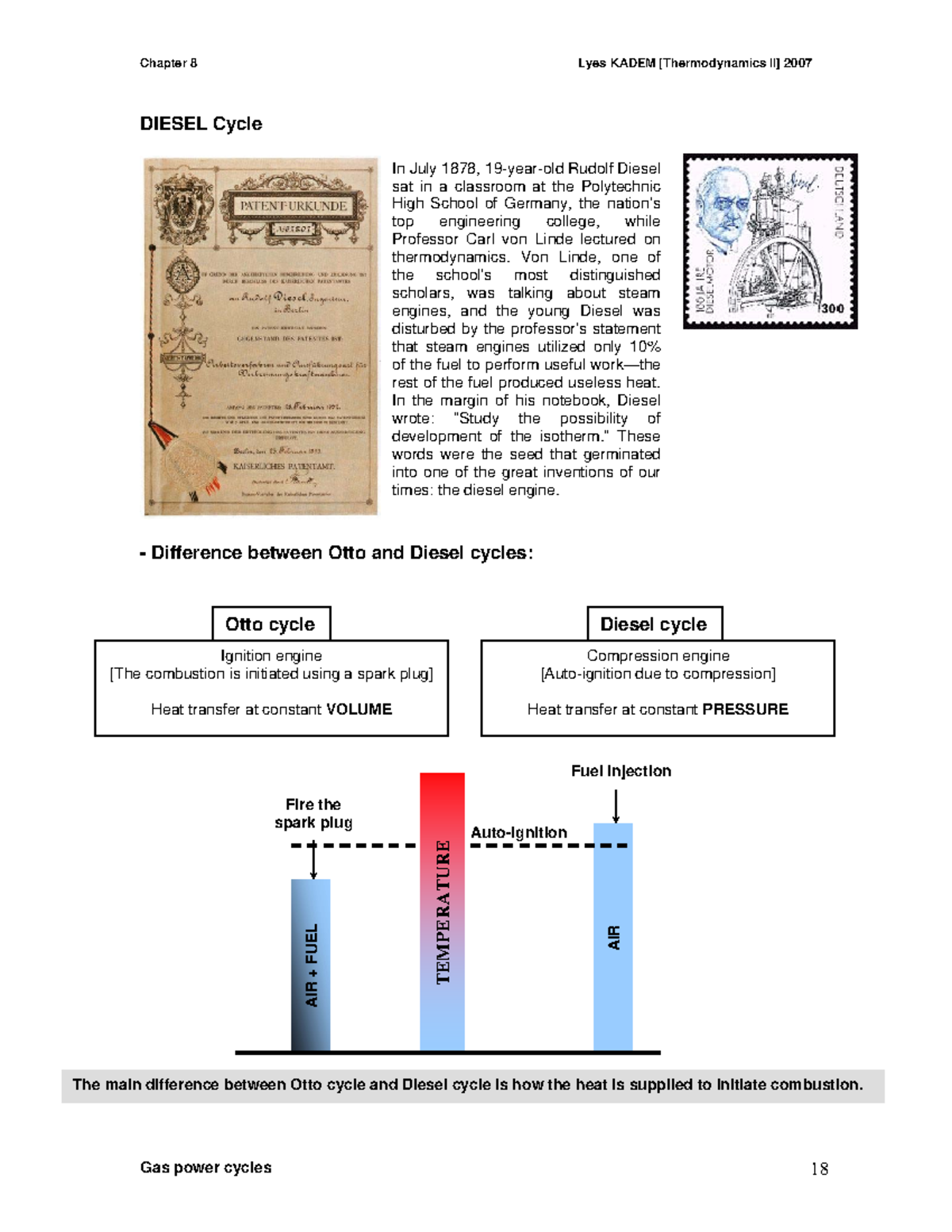 7 Diesel cycle - DIESEL Cycle Difference between Otto and Diesel cycles ...