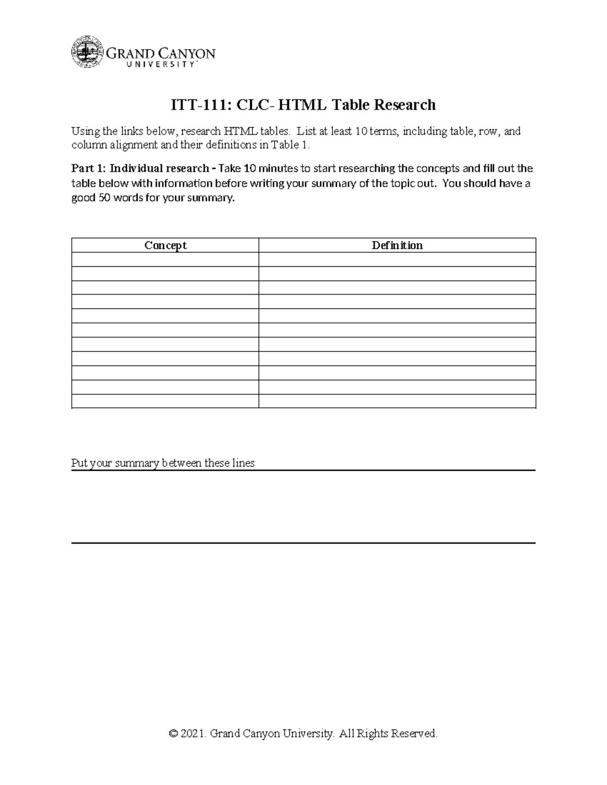 CST-120-T2-CLC-Table Research - ITT-111: CLC- HTML Table Research Using ...