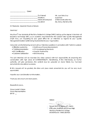 TQM Exam file#2 - Documentation - MARIKINA POLYTECHNIC COLLEGE Bachelor ...