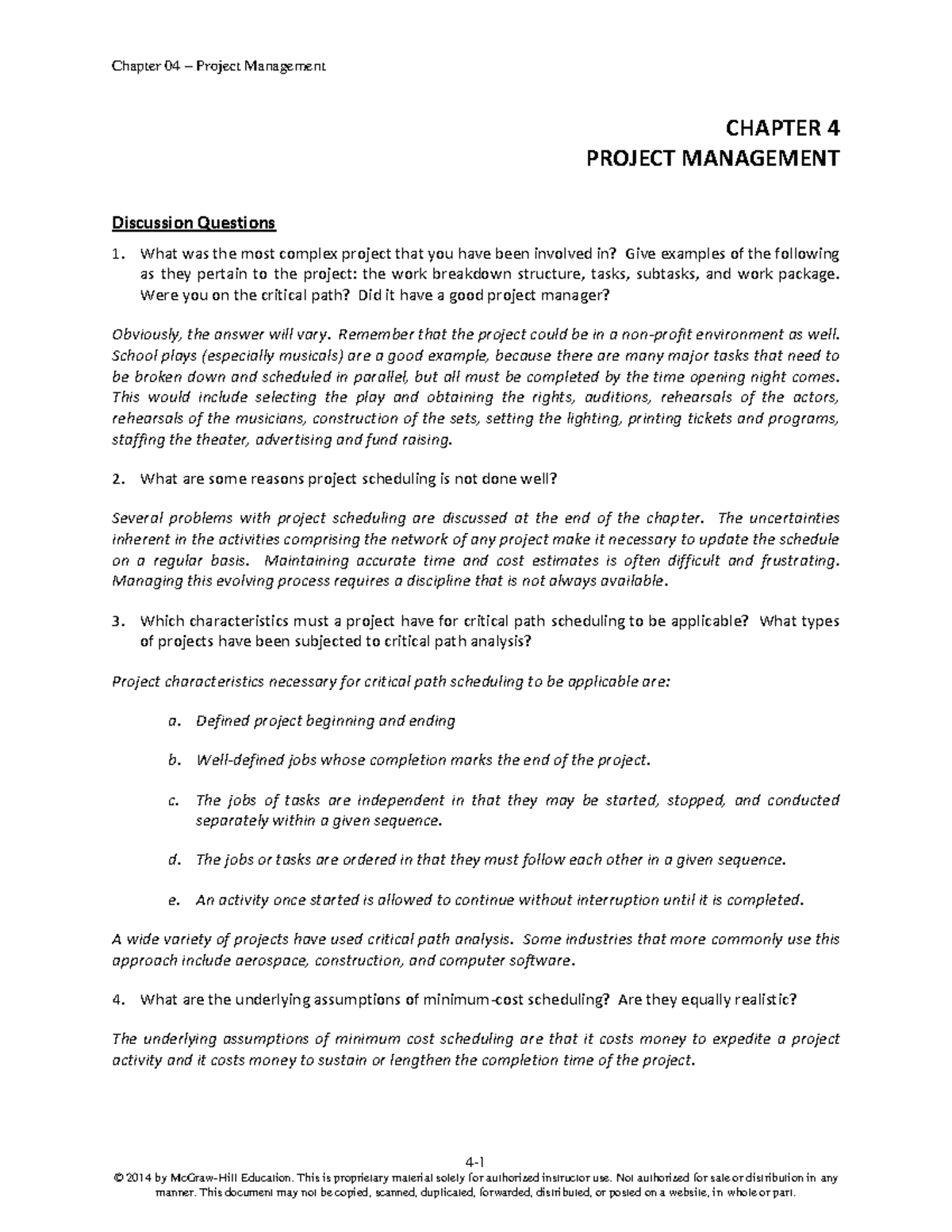 SM Chapter 004 project management textbook question bank answer - 4 ...