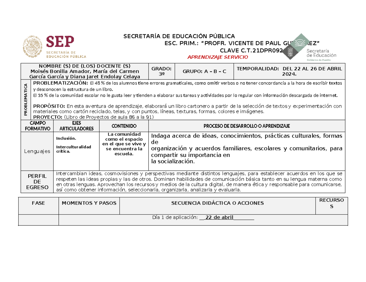 Plneacion DEL 8 AL 12 DE Abril 3 C (1) 1 - SECRETARÍA DE EDUCACIÓN ...