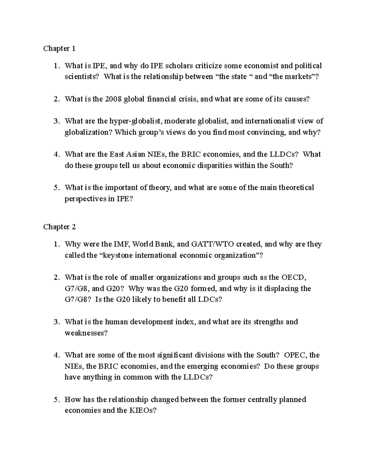IPE Exam 1 Study Guide - Chapter 1 1. What is IPE, and why do IPE ...