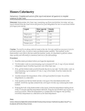 8.03 flvs assignment - Solutions Lab Report Instructions: Complete all ...