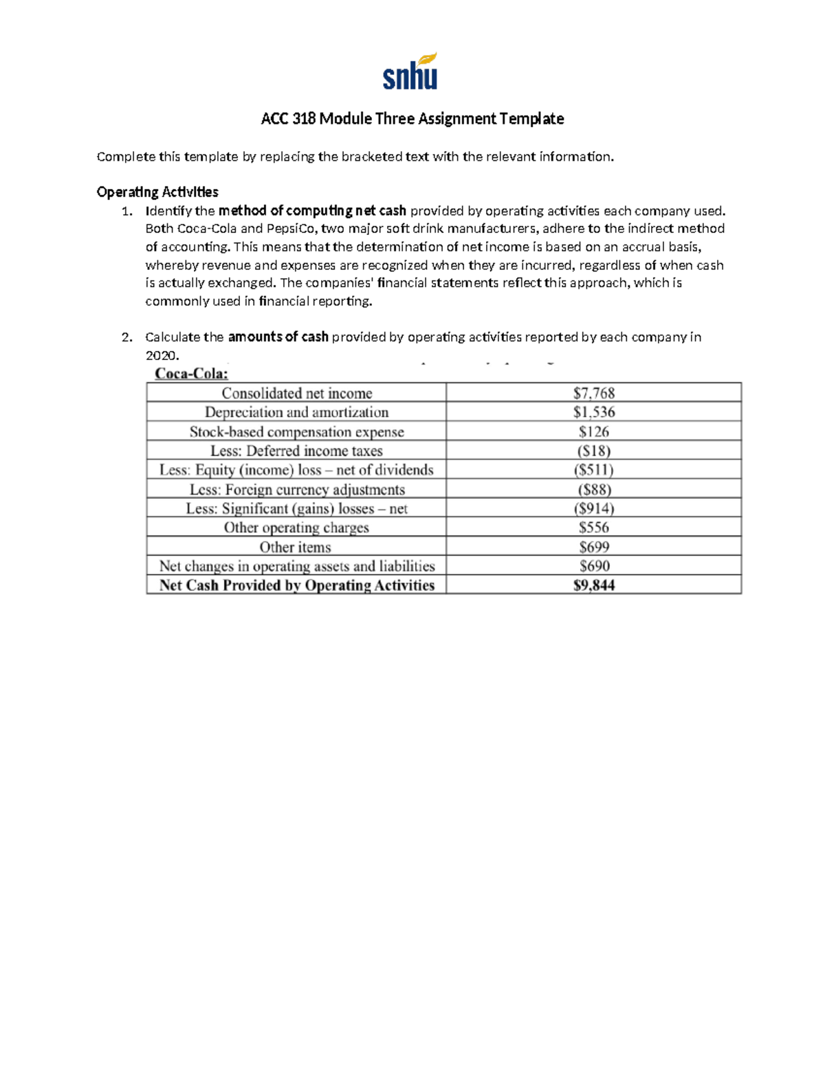 ACC 318 Module Three Assignment Template - ACC 318 Module Three ...