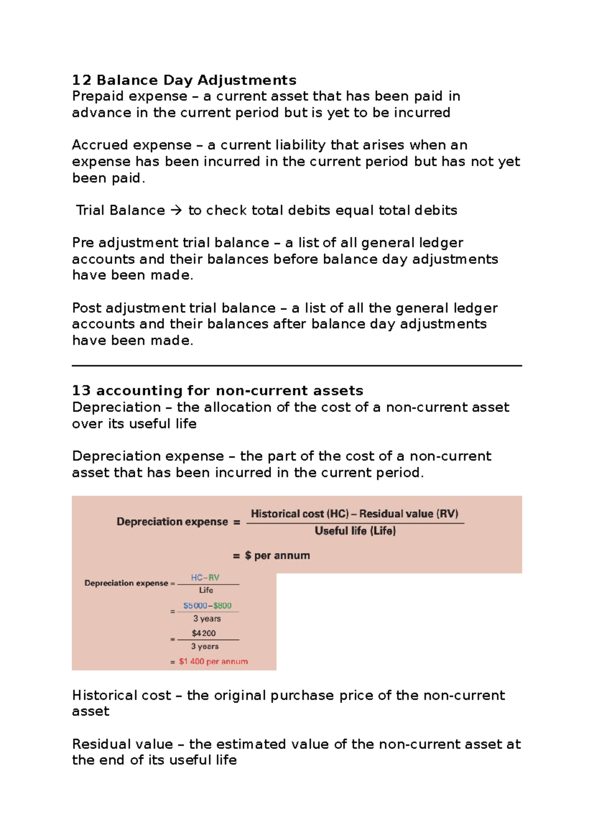 SAC Summary - Accounting Revision Notes - 12 Balance Day Adjustments ...