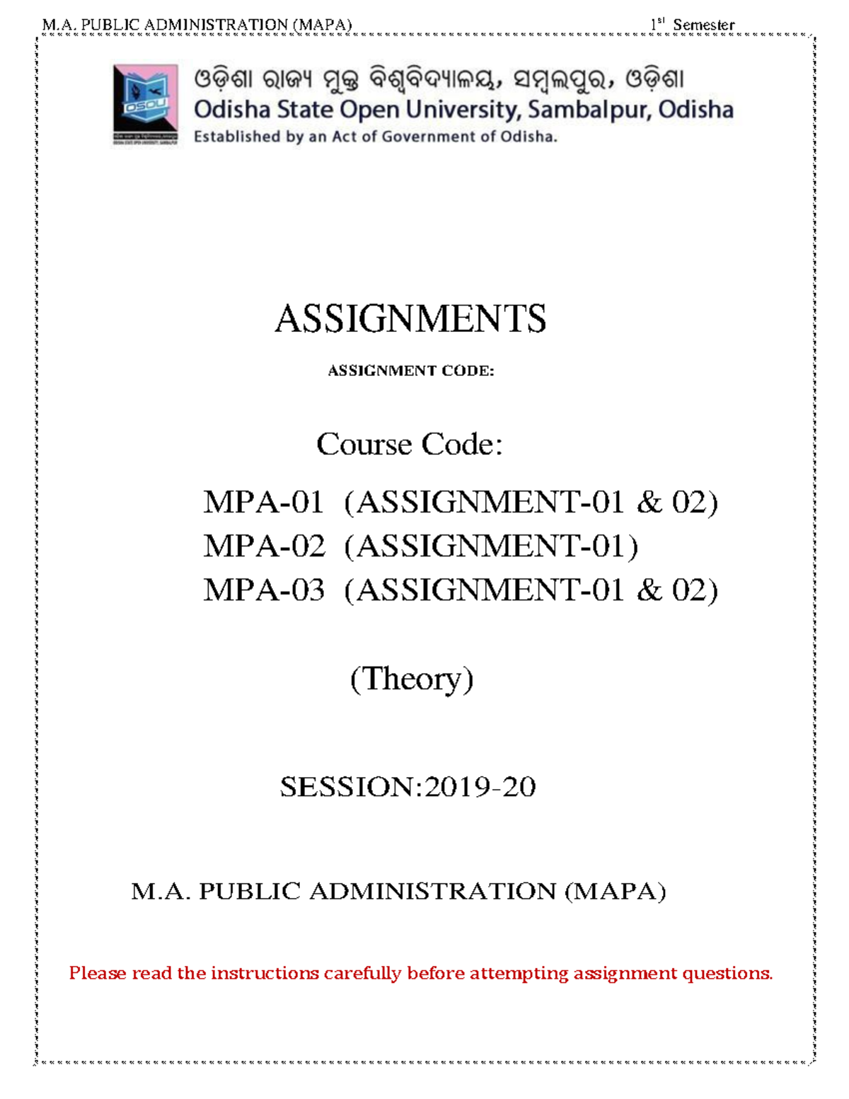 MAPA First SEM Assignments 1569440782 - ASSIGNMENTS ASSIGNMENT CODE ...