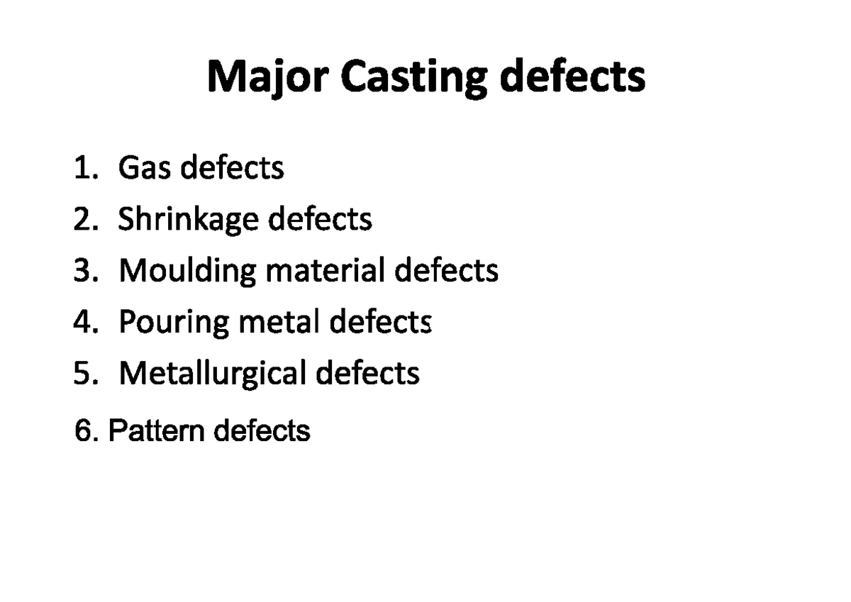 Casting Defects and their description - Mechanical and Automation - Studocu