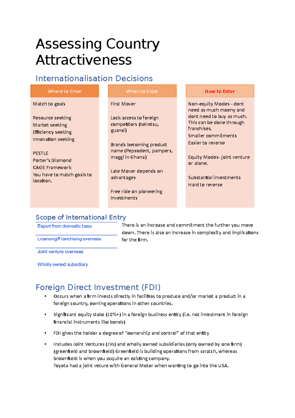 Lecture 5 - Assessing Country Attractiveness - Assessing Country ...