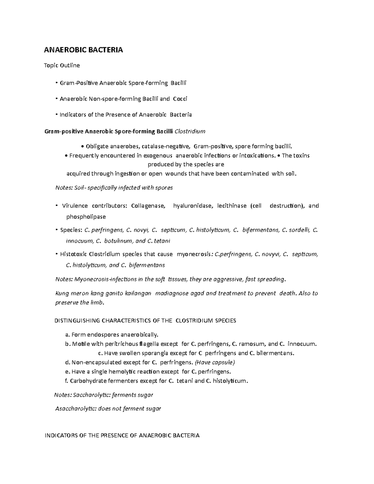 Anaerobic Bacteria - ANAEROBIC BACTERIA Topic Outline Gram-Positive ...