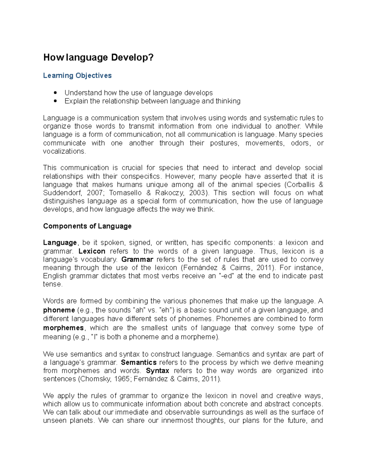 How a language develop - How language Develop? Learning Objectives ...