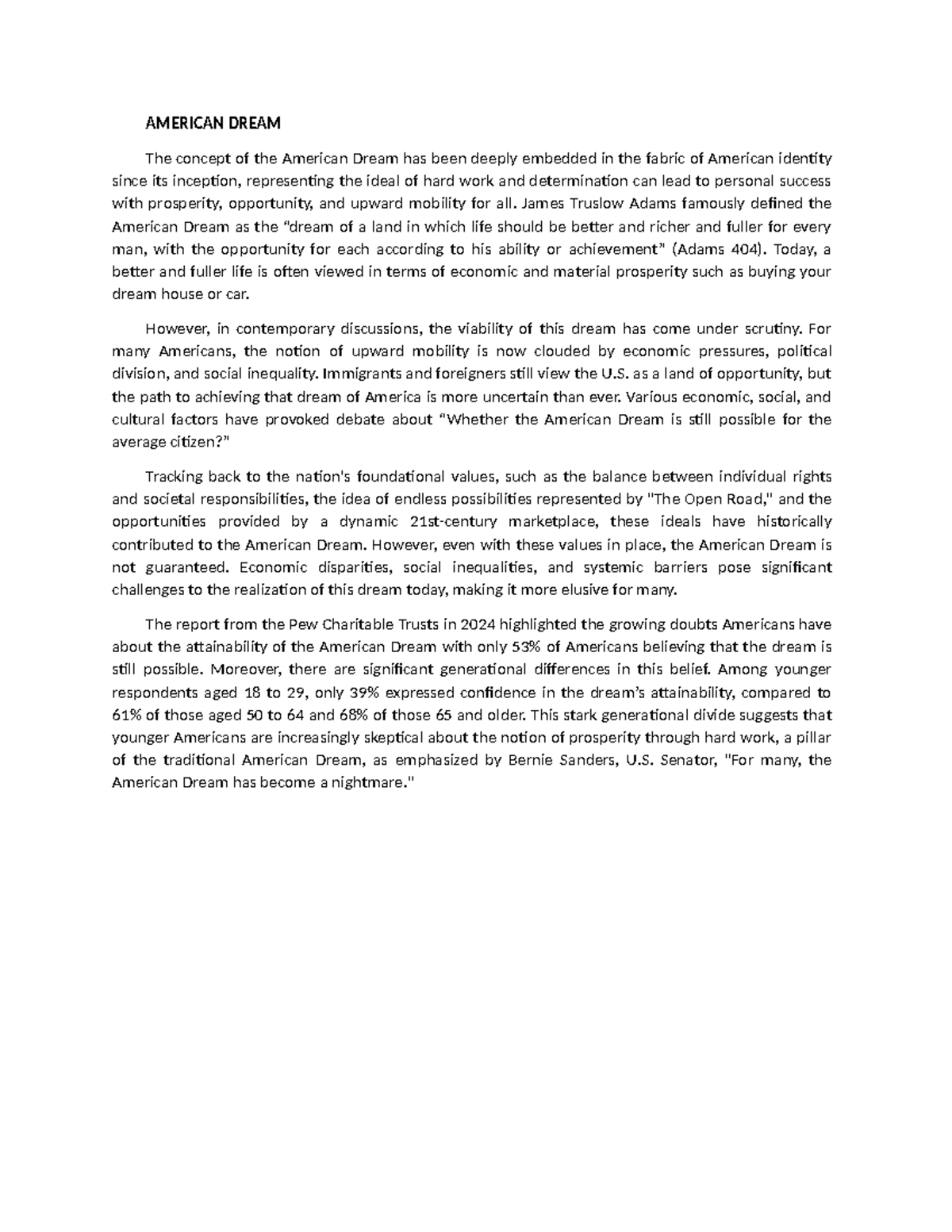 American Dream - Practice materials - AMERICAN DREAM The concept of the ...