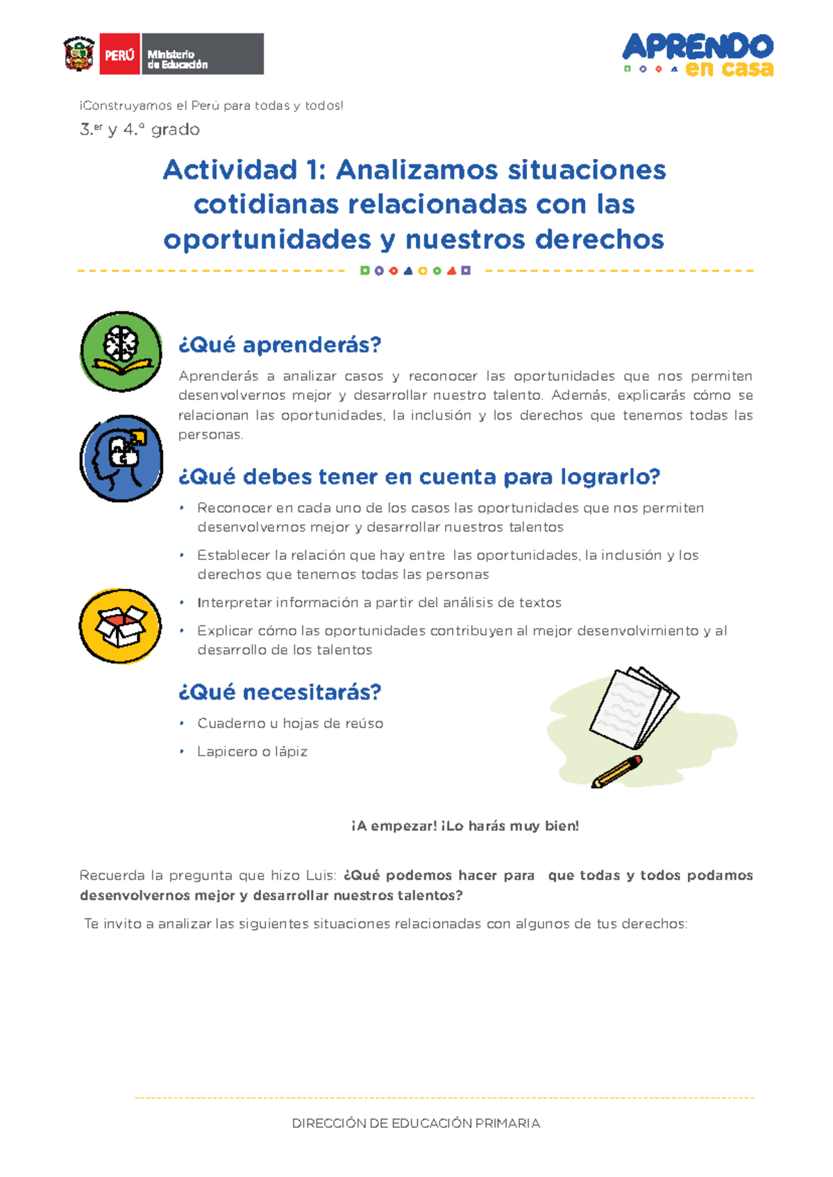 Exp10-primaria-3y4-exploramos-act1 - DIRECCIÓN DE EDUCACIÓN PRIMARIA Actividad 1: Analizamos ...