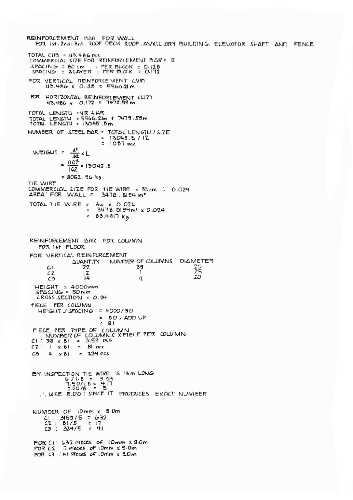 DQS Steel - Detailed Quantity Survey - BS Civil Engineering - Studocu
