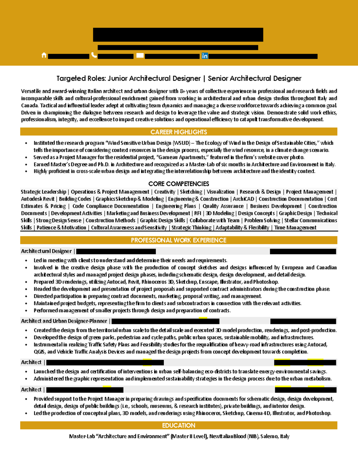 Redacted Sample 1 - Description is required - Targeted Roles: Junior ...