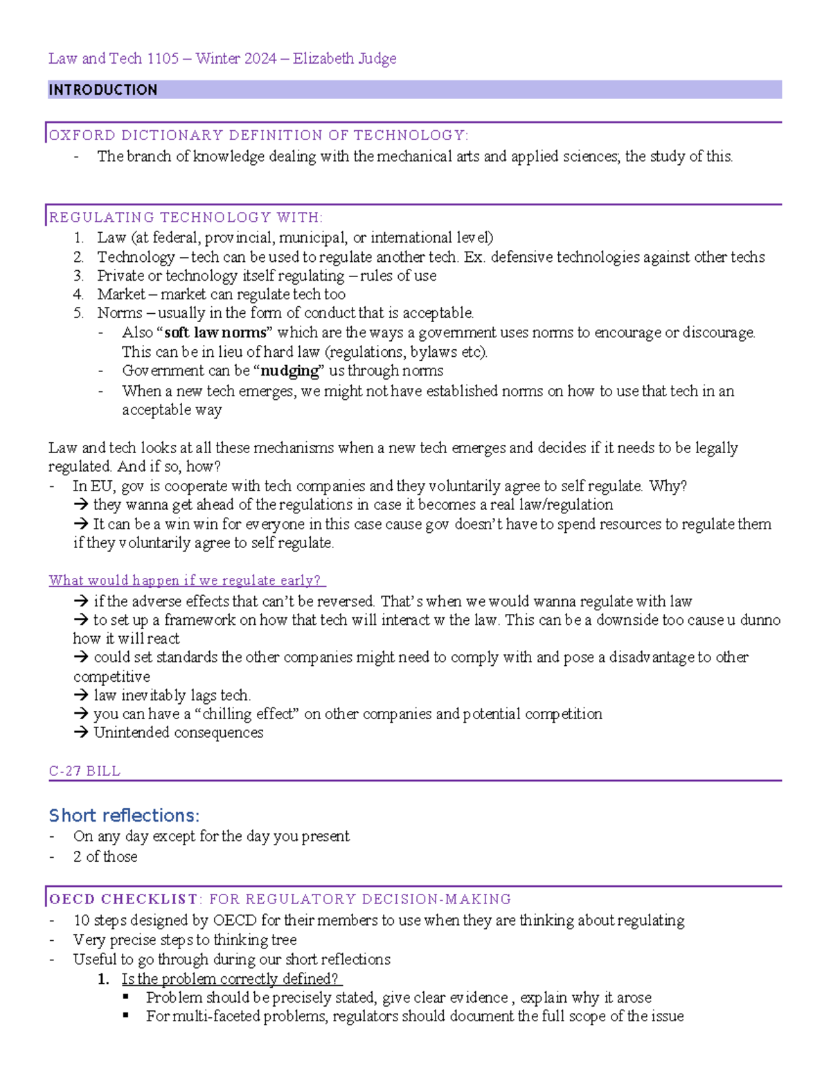 course outline, lecture notes and reading summary for Winter 2024 ...