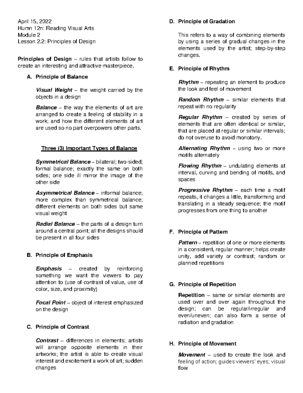 Midterm Reviewer for Humn 12nn - April 15, 2022 Humn 12n: Reading ...