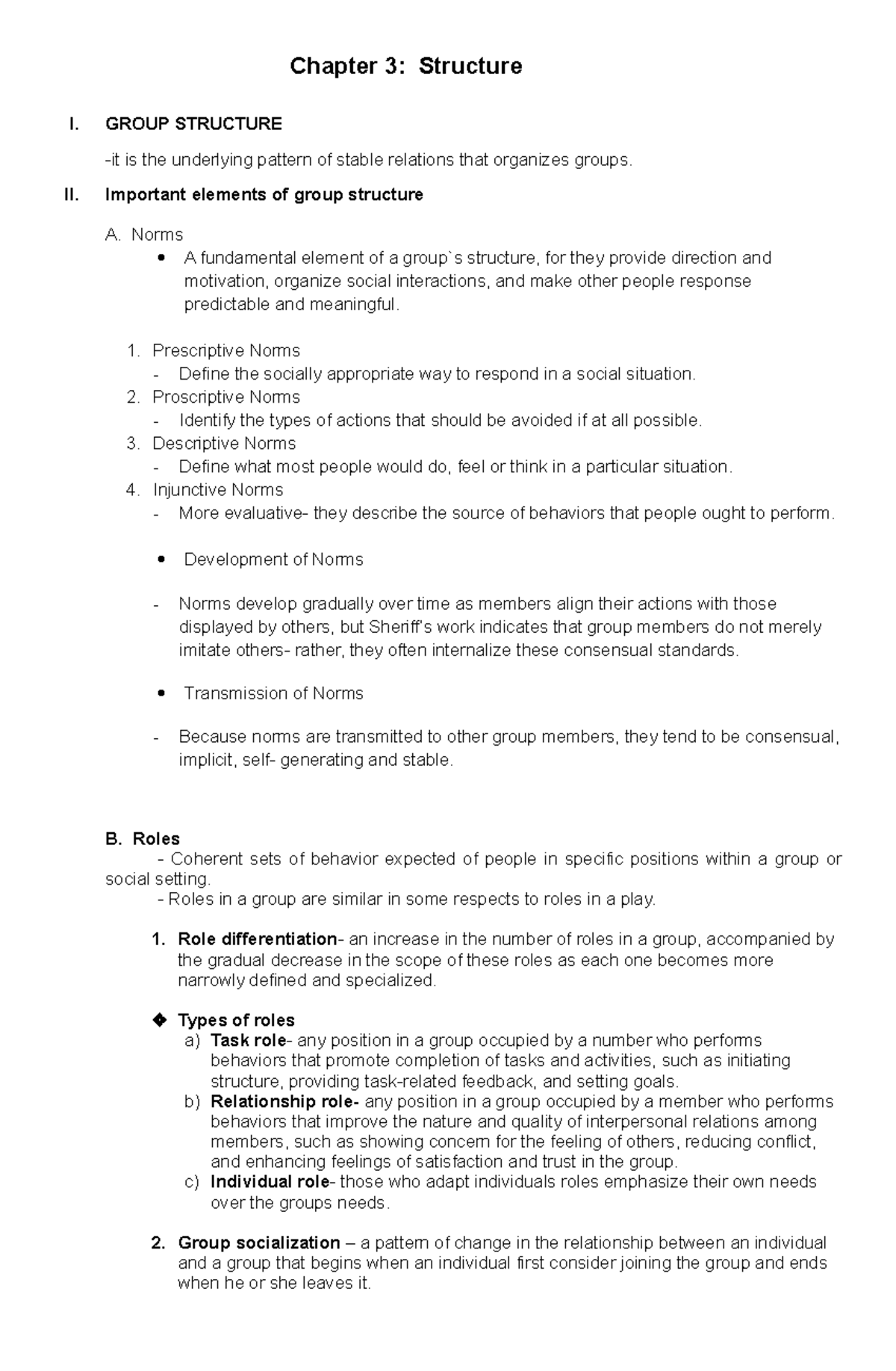 Chapter-3 - Chapter 3 - Chapter 3: Structure I. GROUP STRUCTURE -it is ...