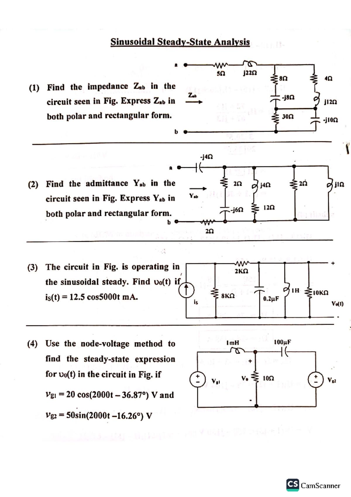 Sheet 1 - outline - Electronic Circuits Analysis Ii - CamScanner CamScanner - Studocu