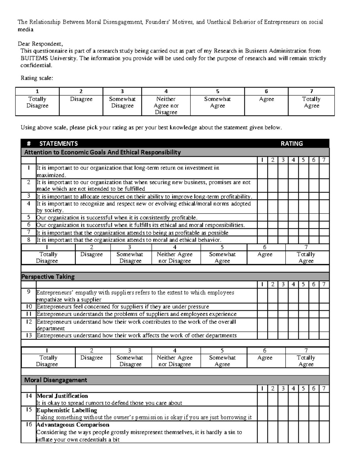 Business - Entrepreneurship Research Questionnaire Complete - The ...