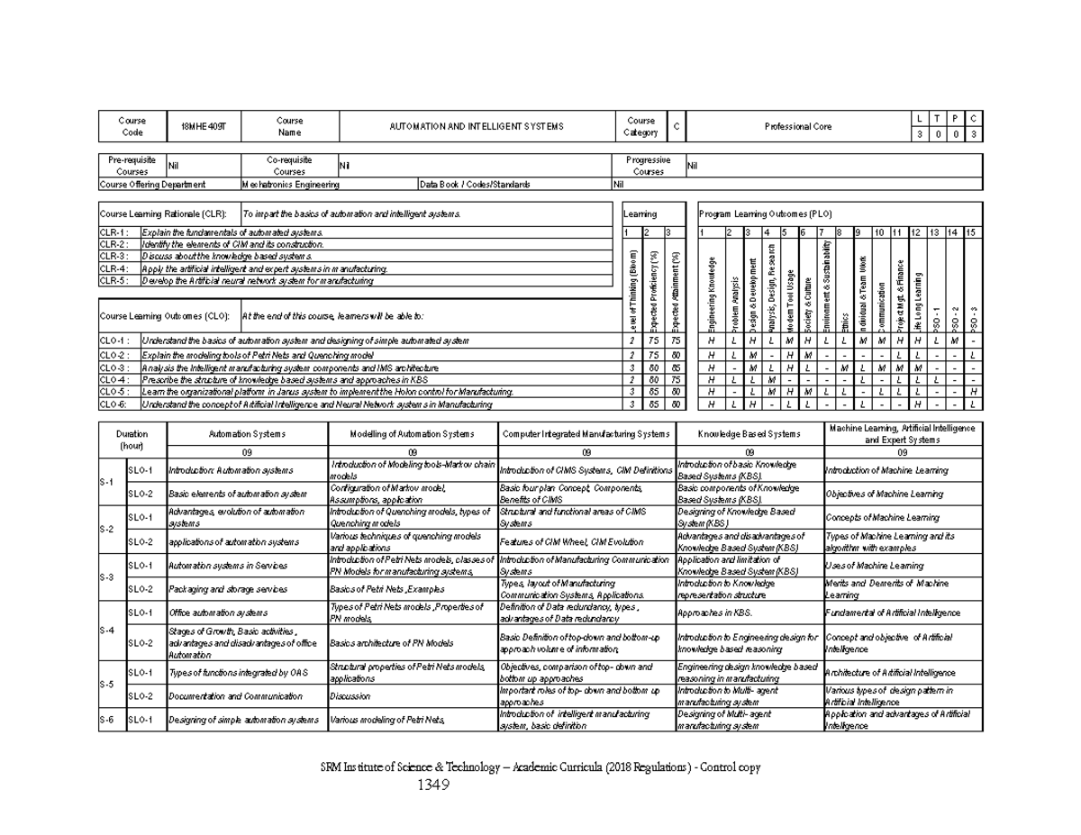 Automation AND Intelligent Systems - SRM Institute of Science ...