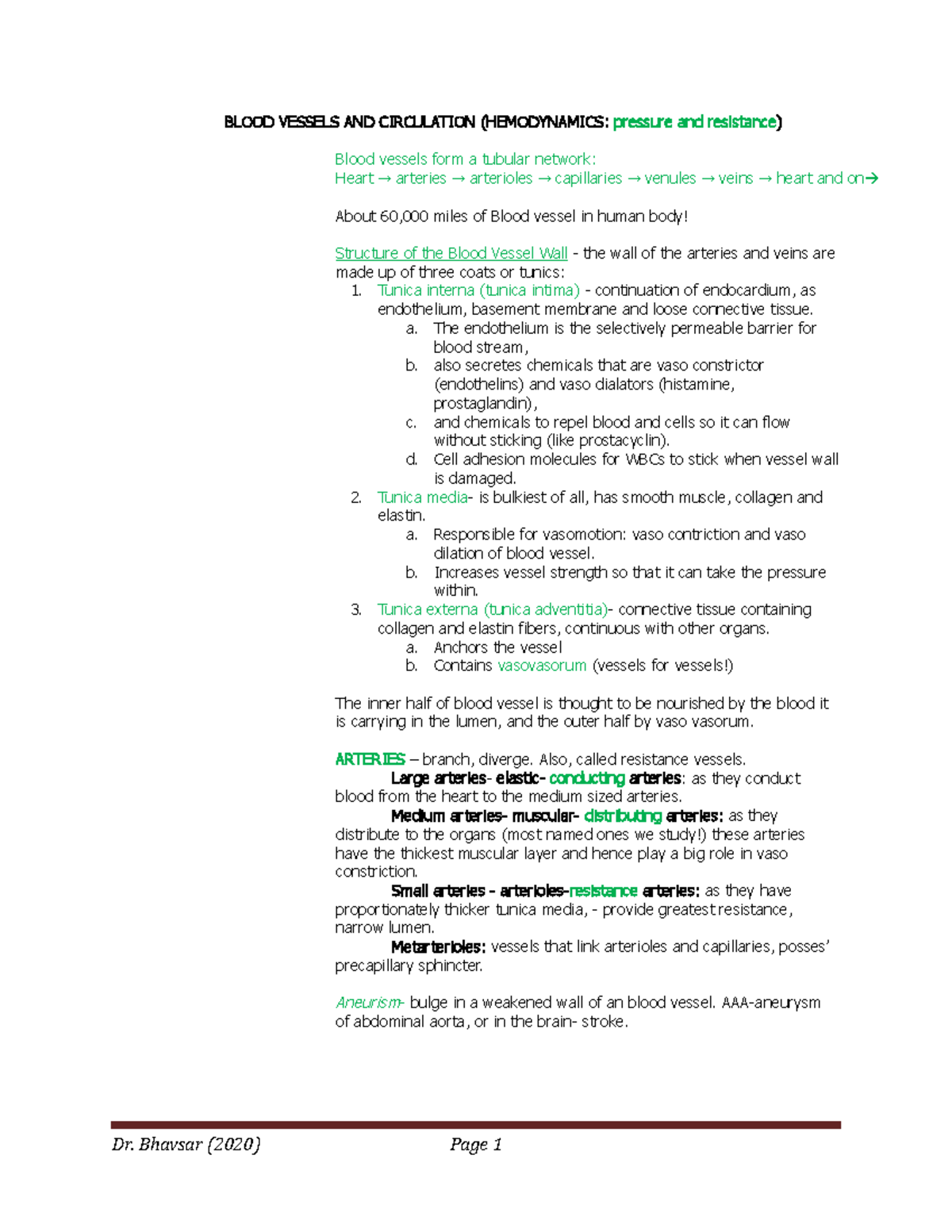 AP2 Chapter 20 Blood Vessels and Circulation - BLOOD VESSELS AND ...