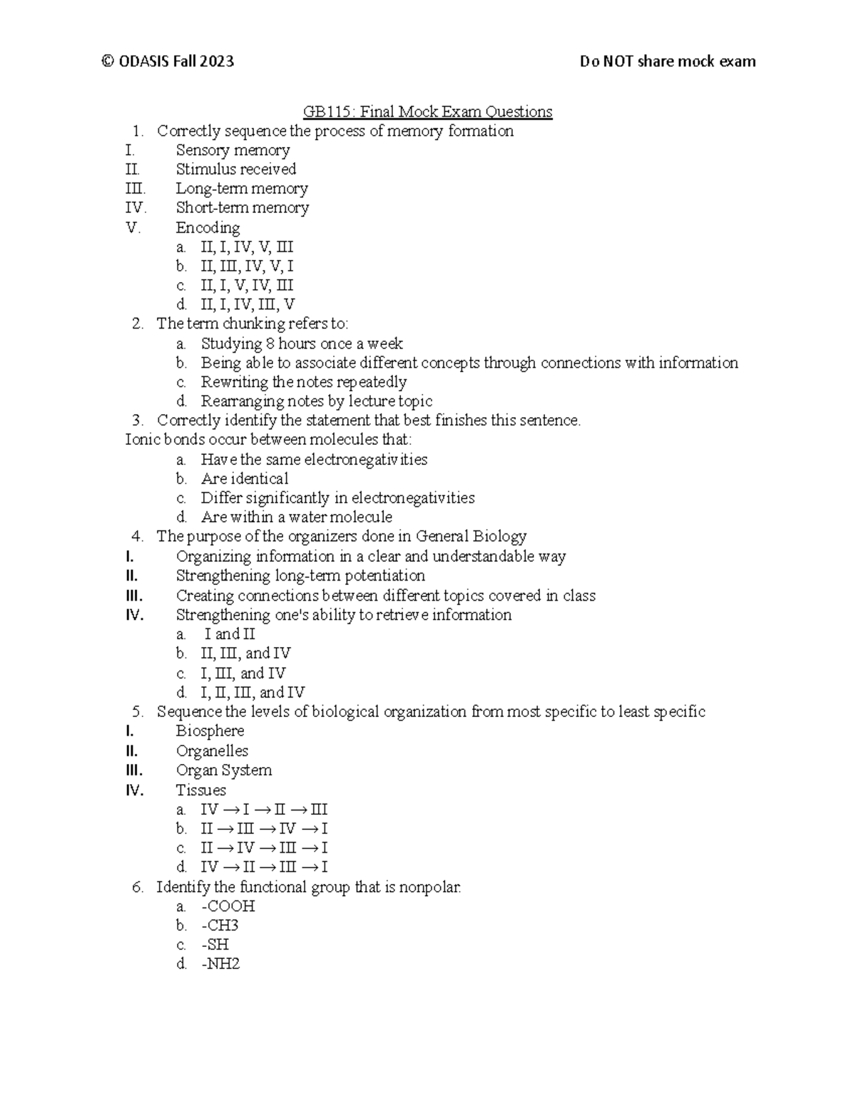GB115 Final Mock Exam Questions - GB115: Final Mock Exam Questions ...