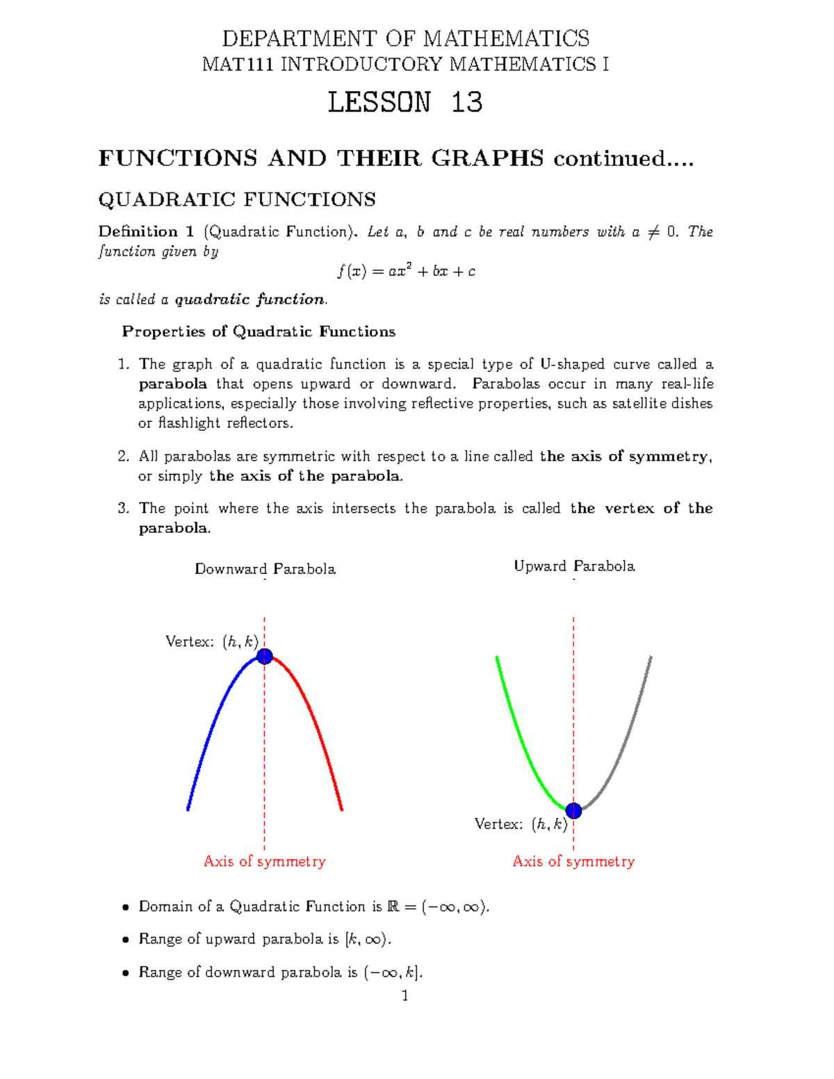 MAT111 Lesson 13 - For revision purposes - introductory to mathematics ...
