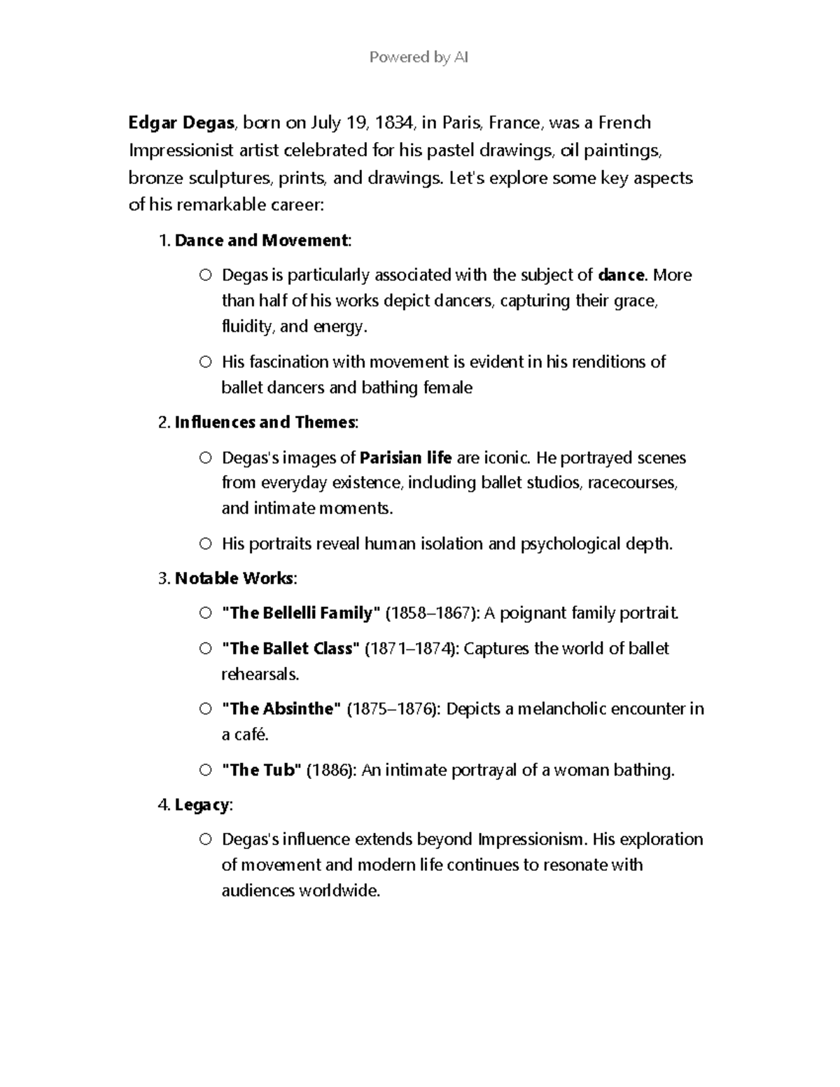 Hh - its history facts - Powered by AI Edgar Degas, born on July 19 ...