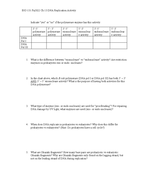 BIO 131 '23-24 Exam 1 Review Sheet - Studocu