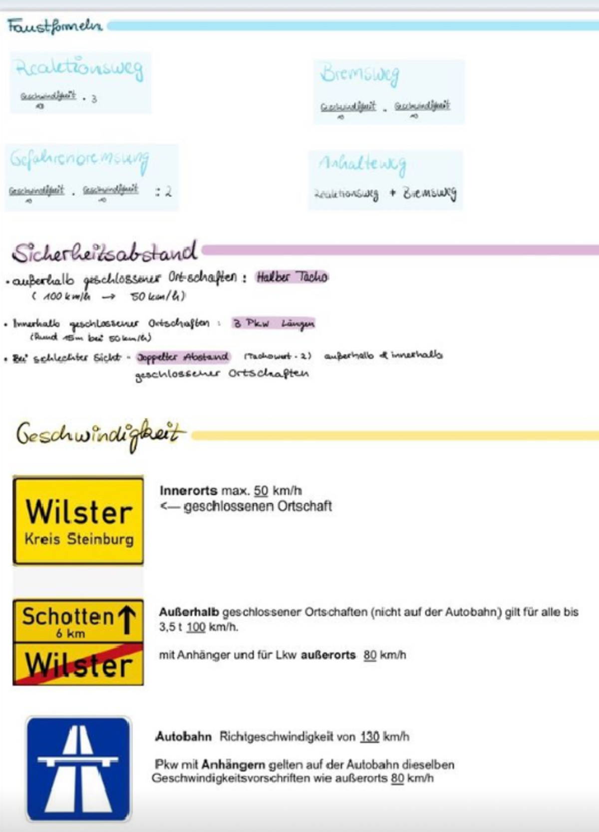 Fahrschule Lernzettel - Wirtschaft - Studocu