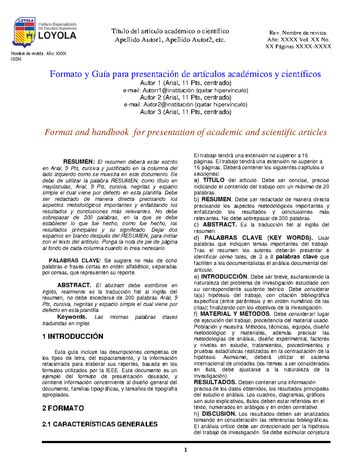 Formato IEEE - Apuntes 1.3 - Apellido Autor1, Apellido Autor2, etc. Rev ...
