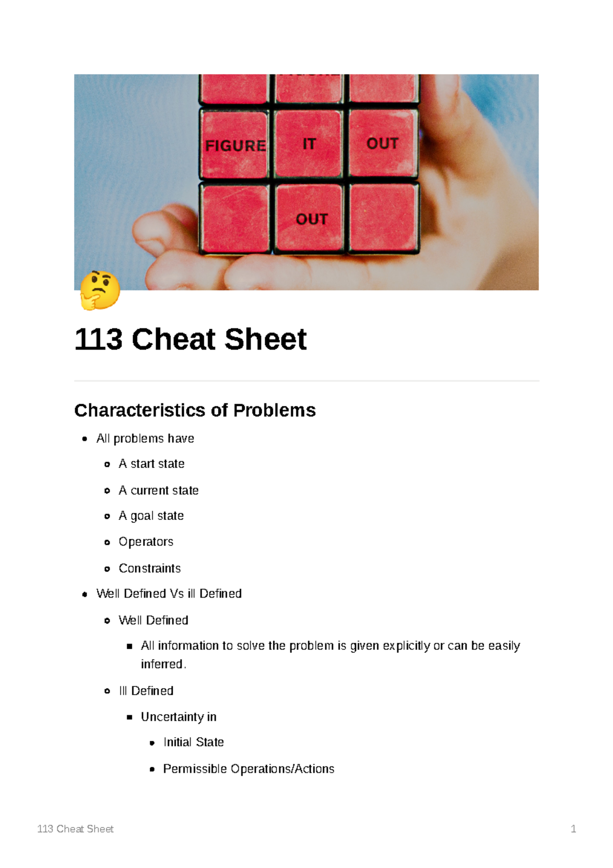 113 Cheat Sheet - 🤔 113 Cheat Sheet Characteristics of Problems All ...