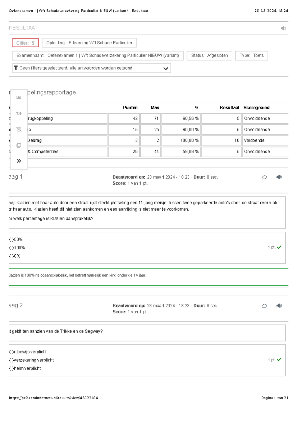Oefenexamen 1 Wft Schadeverzekering Particulier Nieuw (variant ...