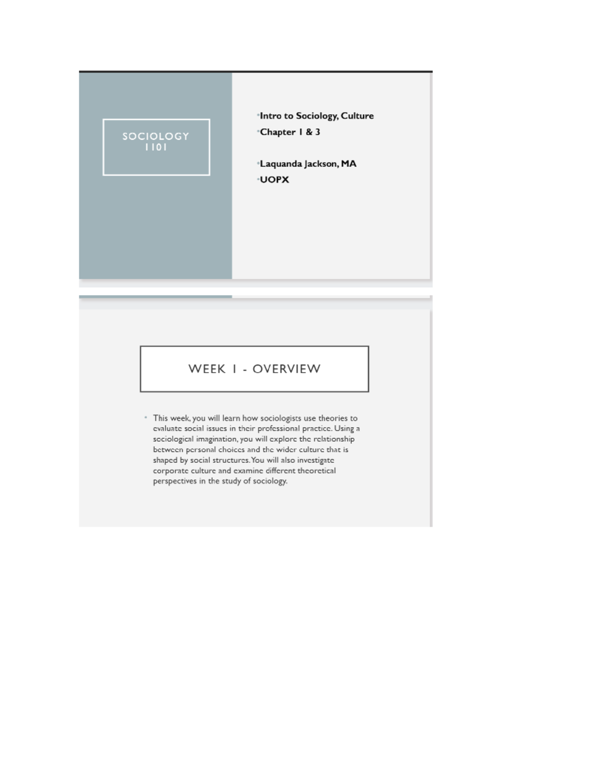 Sociology 1101 powerpoint notes - SOC 100 - Studocu