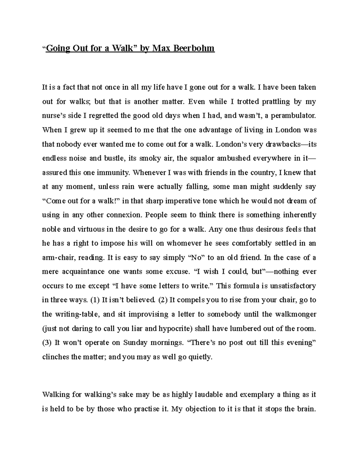 Going Out for a Walk by Max Beerbohm - “Going Out for a Walk” by Max ...