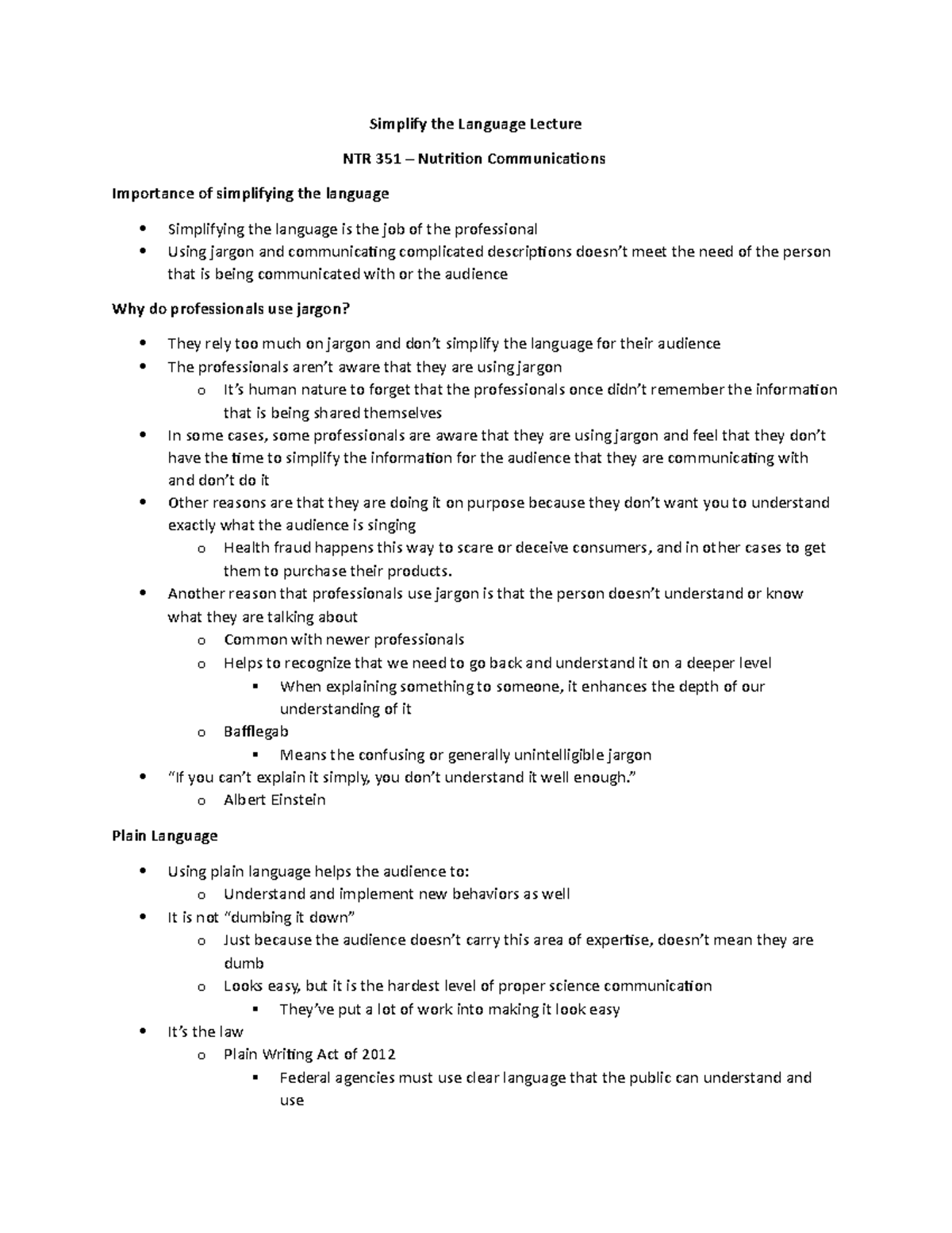 Simplify the Language Lecture - Another reason that professionals use ...