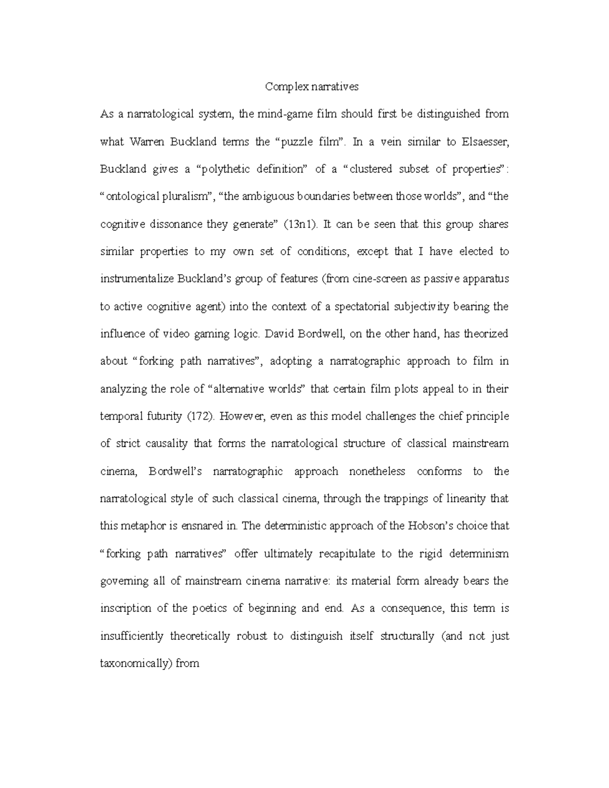 Complex narratives - Catatan kuliah - Complex narratives As a ...