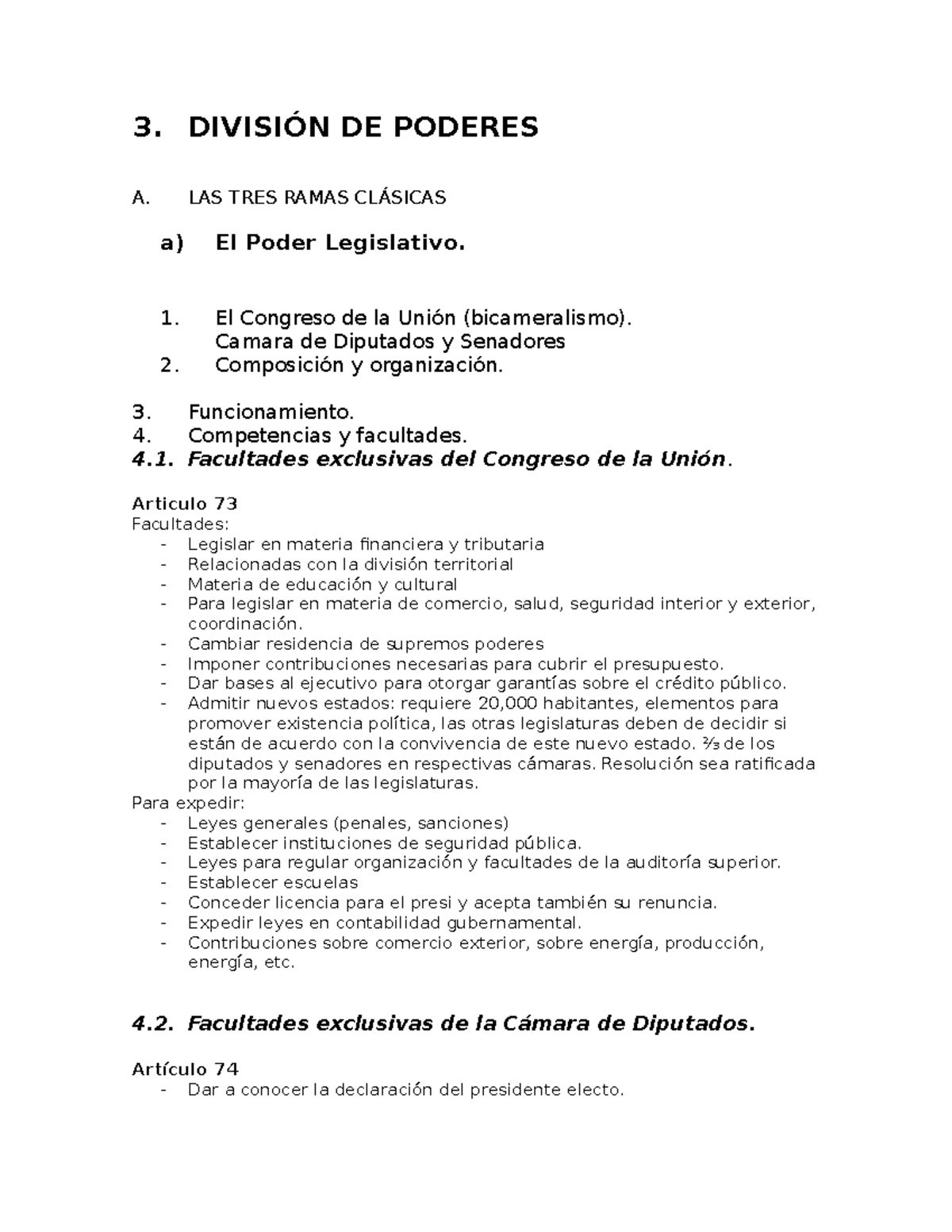 Guia Derecho - guia - 3. DIVISIÓN DE PODERES A. LAS TRES RAMAS CLÁSICAS ...