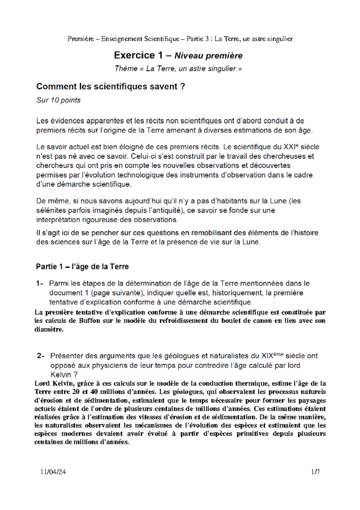 Sujet correction - Comment les scientifiques savent - La première ...