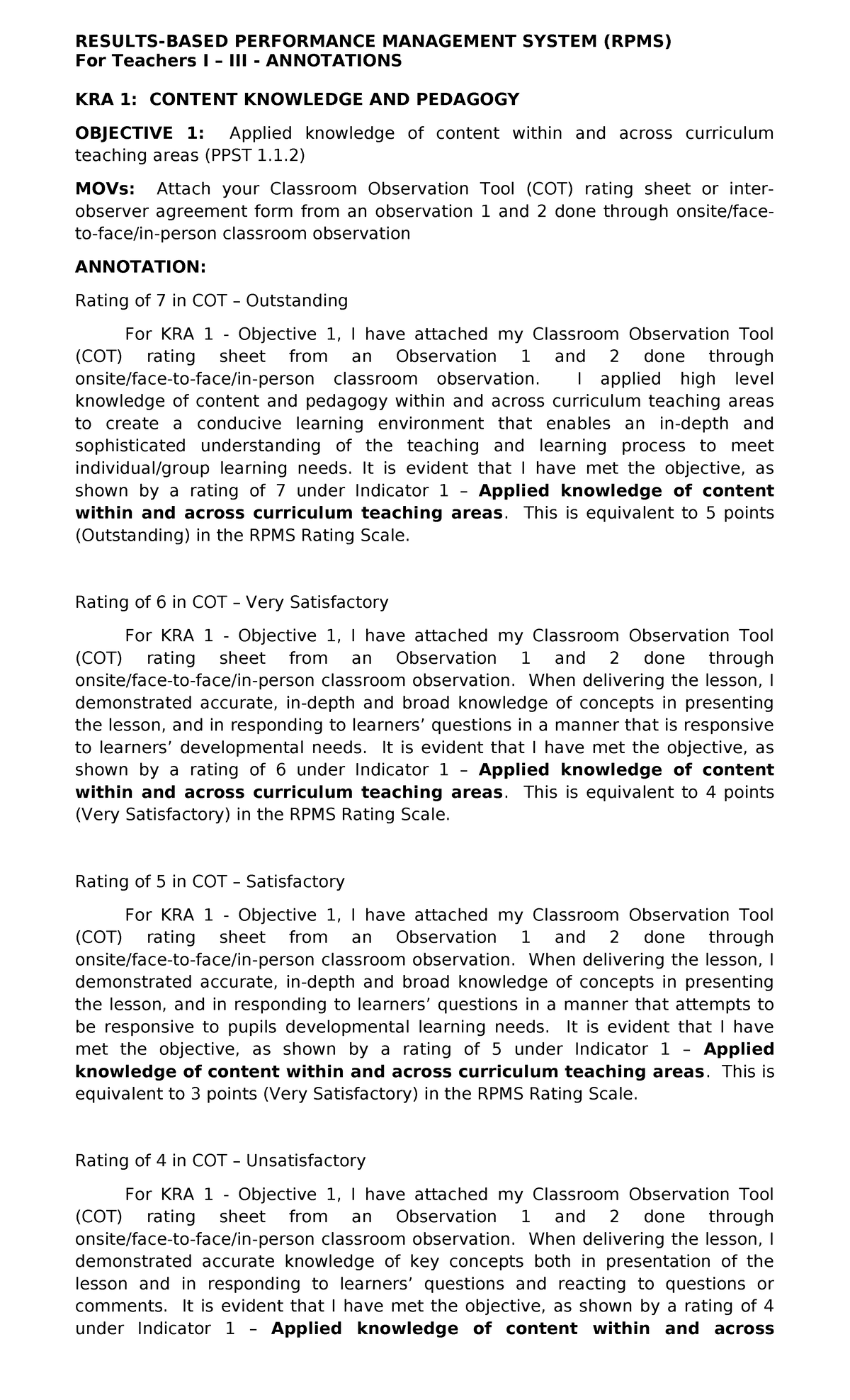 @ Annotations For Teachers I – III23-24 - RESULTS-BASED PERFORMANCE ...