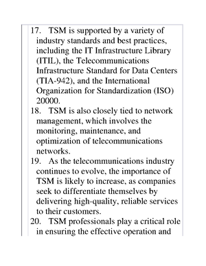 Telecommuni 1-4 - TSM Overview Notes. Make brief notes on ...
