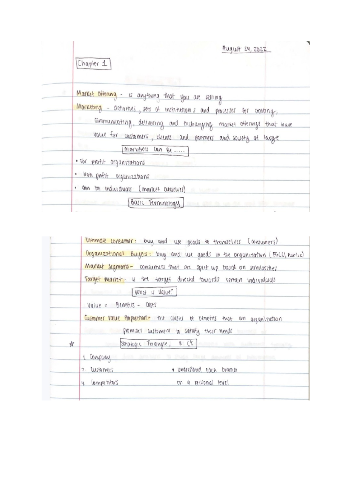 Chapter 1 - Marketing - Notes 1 AUG 2022 - 410228 - Studocu