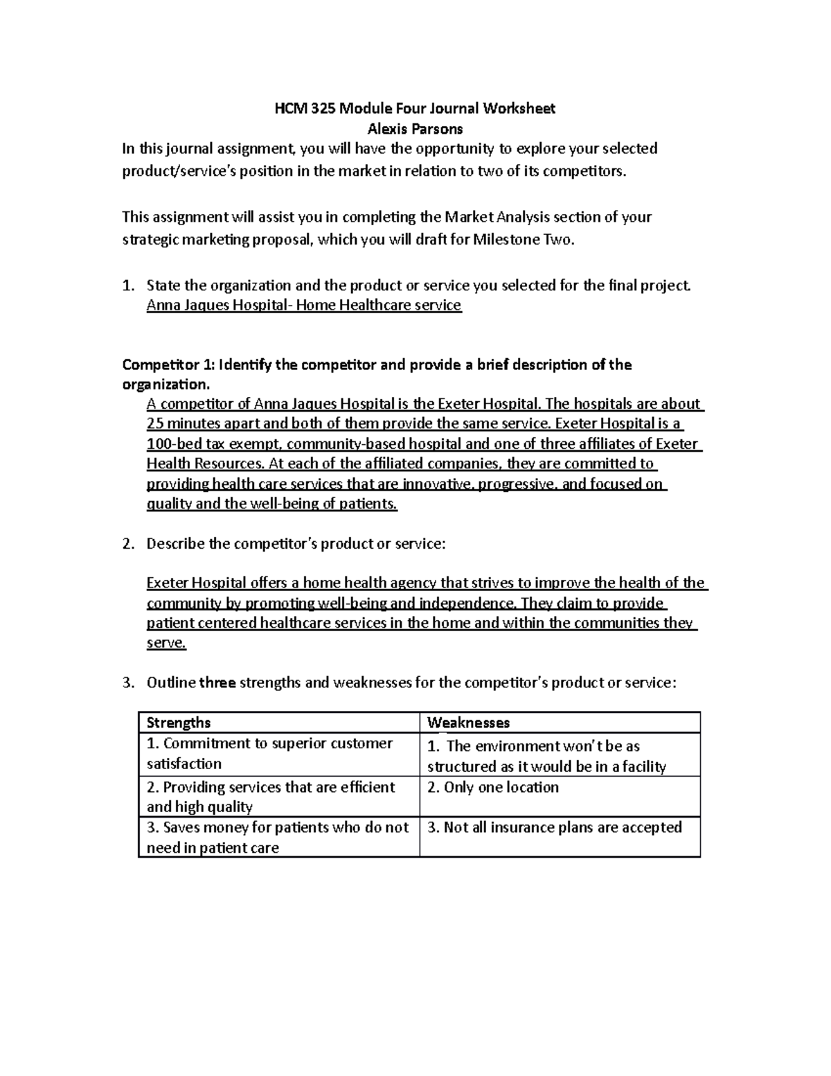 HCM 325 Module Four Journal Worksheet - HCM 325 Module Four Journal ...