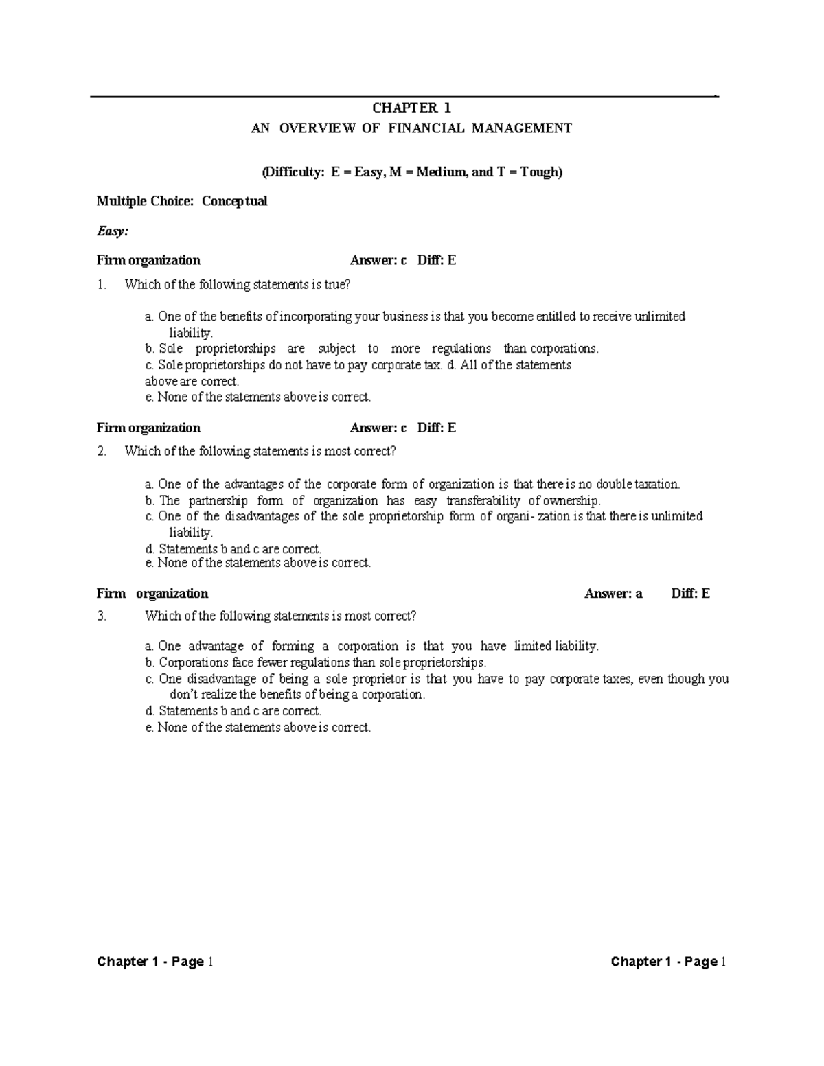 TB Chapter 01 Overview of Financial Management - CHAPTER 1 AN OVERVIEW ...
