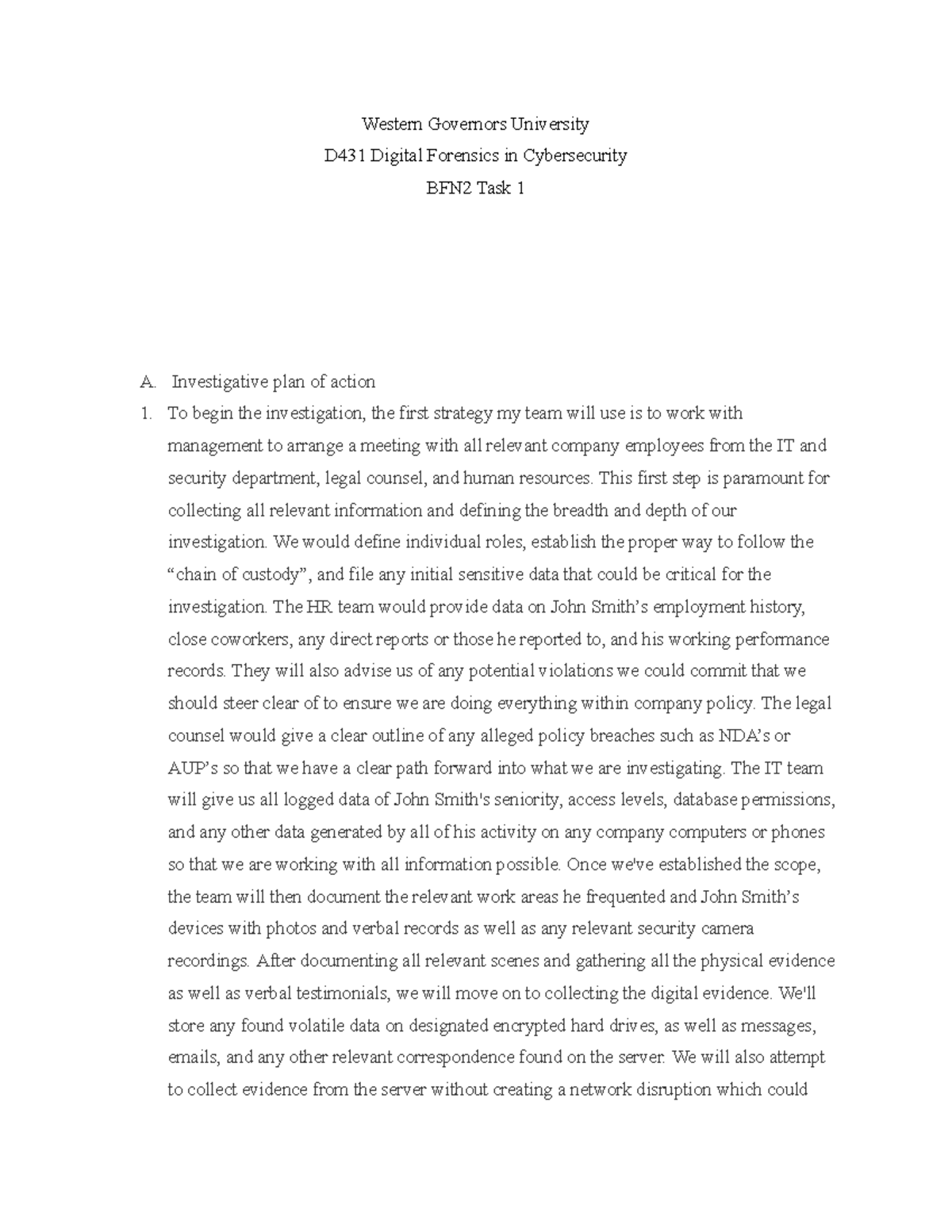 D431 BFN2 Task 1 - Western Governors University D431 Digital Forensics ...