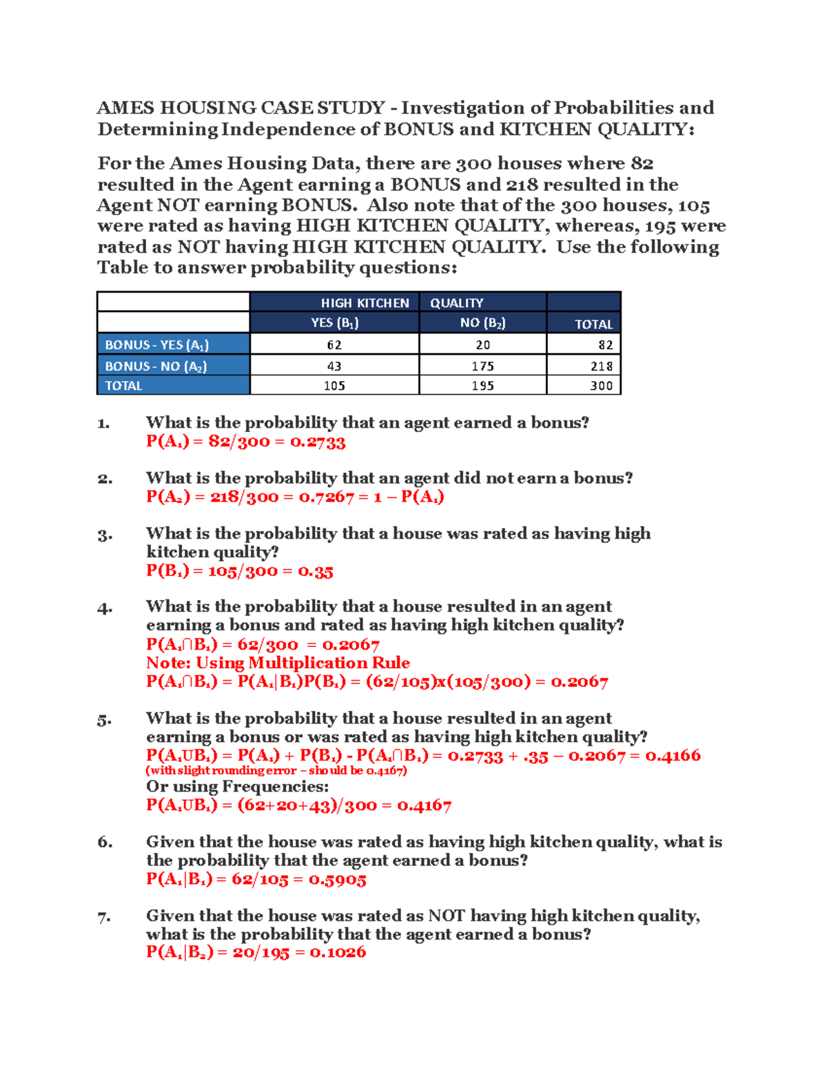 9c - Contingency Table Practice - Ames Housing Case - Solution - AMES HOUSING CASE STUDY - - Studocu