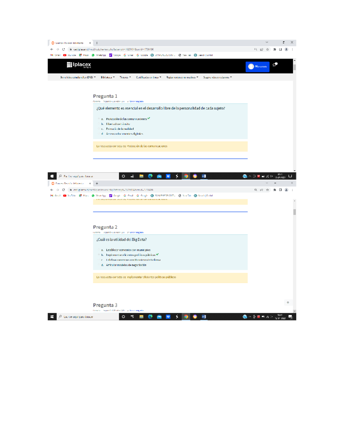 Examen modernización - a Examen: Revisión del intento x v o X C Q840 M Gmail YouTube Maps C ...