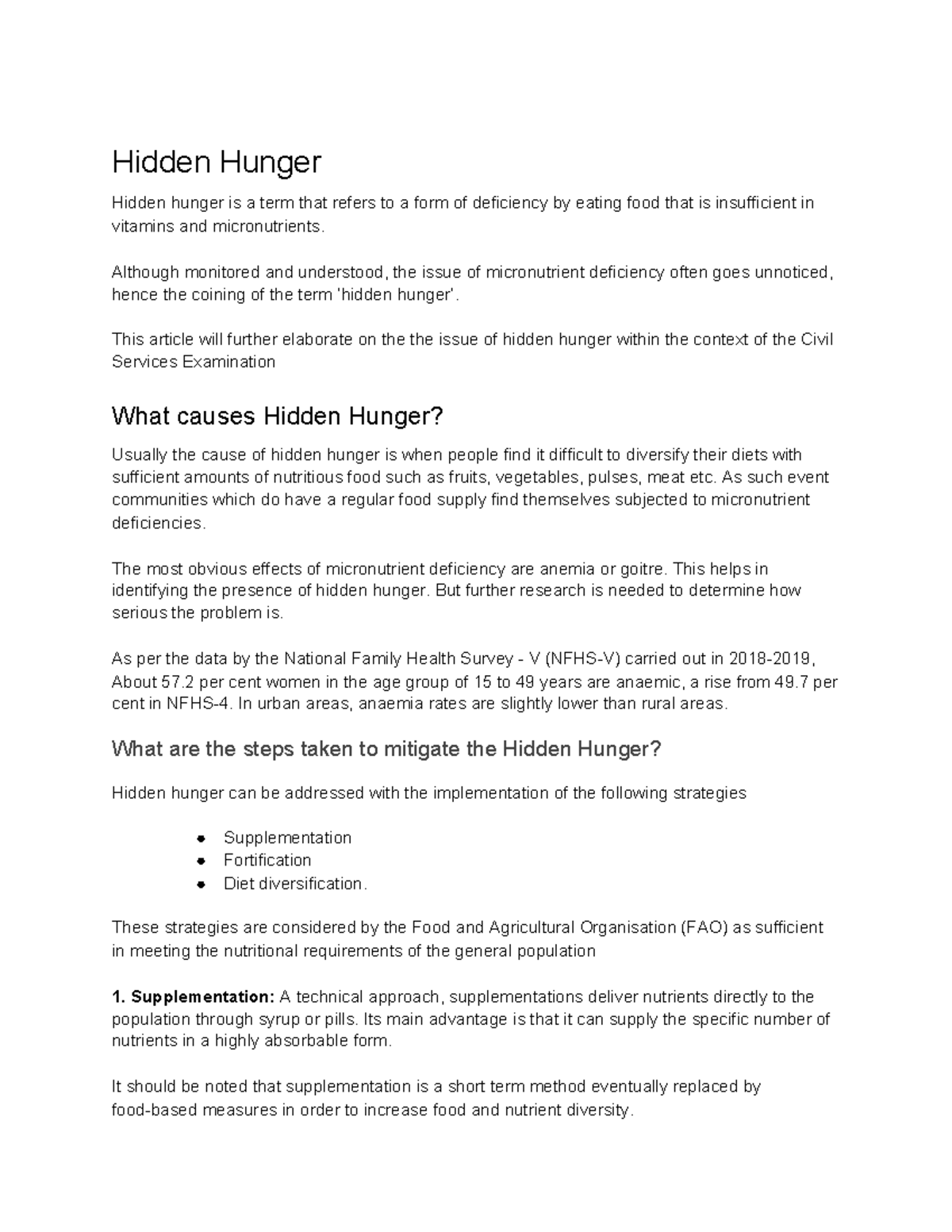 Hidden-Hunger - notes - Hidden Hunger Hidden hunger is a term that ...